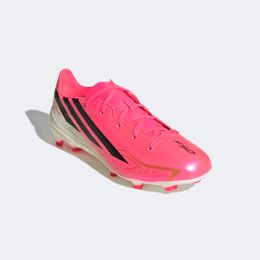 Fu&szlig;ballschuh adidas Performance "F50 HYPERFAST LEAGUE KIDS, FESTE B&Ouml;DEN", M&auml;dchen, Gr. 36, solar turbo, core schwarz, gold metallic, Synthetik, Schuhe Fu&szlig;ballschuh, Au&szlig;ensohle f&uuml;r Rasen und feste B&ouml;den, f&uuml;r Jugendliche & Kinder