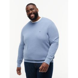 Tommy Hilfiger Big & Tall Rundhalspullover "ESSENTIAL STRUCTURE CREW NECK", Herren, Gr. 4XL, brisk blau, Strick, Obermaterial: 100% Baumwolle, TOMMY HILFIGER BIG & TALL, regular fit normal, Rundhals, eingesetzt Rippb&uuml;ndchen, Pullover Rundhalspullover, Gro&szlig;e Gr&ouml;&szlig;en, regular fit