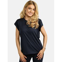 Kurzarmhemd LIBERT&Eacute; ESSENTIEL "Libert&eacute; Essentiel T-shirt ALMA", Damen, Gr. L/XL, night sky, Obermaterial: 90% Polyester, 10% Elasthan, Hemden