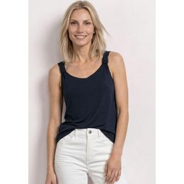 Tr&auml;gertop Street One, Damen, Gr. 34, tiefblau, Stoff, 95% Viskose, 5% Elasthan, unifarben, regular fit normal, V-Ausschnitt, abgesteppt, Tops Tr&auml;gertop, aus stretchigem Viskosematerial