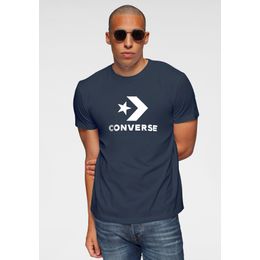 T-Shirt Converse "STANDARD FIT CENTER FRONT LARGE LOGO STAR CHEV SS TEE", Herren, Gr. L, Converse navy, Single Jersey, Obermaterial: 100% Baumwolle, Rundhals, Shirts T-Shirt