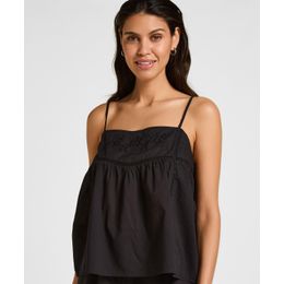 Hunkem&ouml;ller Pyjama HUNKEM&Ouml;LLER "Pyjama Cami", Damen, Gr. L, schwarz, 100% Baumwolle, Homewear-Sets Pyjama