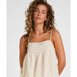 Hunkem&ouml;ller Pyjama HUNKEM&Ouml;LLER "Pyjama Cami", Damen, Gr. L, wei&szlig;, 100% Baumwolle, Homewear-Sets Pyjama