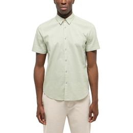 Kurzarmhemd Mustang "Herren Style Berkeley", Herren, Gr. L, US-Gr&ouml;&szlig;en, gr&uuml;n 6451, Web, 55% Leinen, 45% Baumwolle, unifarben, regular fit, Hemden