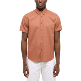 Kurzarmhemd Mustang "Herren Style Berkeley", Herren, Gr. L, US-Gr&ouml;&szlig;en, braun 3183, Web, 55% Leinen, 45% Baumwolle, unifarben, regular fit, Hemden