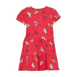 Jerseykleid s.Oliver JUNIOR, M&auml;dchen, Gr. 122, N-Gr, rot, Jersey, Obermaterial: 95% Baumwolle, 5% Elasthan, gebl&uuml;mt, gemustert, bequem kniefrei, Rundhals, Puff&auml;rmel, Kleider Jerseykleid, Stufenkleid mit All-Over-Print