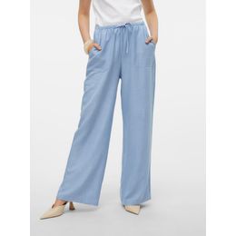 V&eacute;ro Moda Schlupfhose VERO MODA "VMMELANEY HW LOOSE PANT WVN GA NOOS", Damen, Gr. M (38), N-Gr, blau (chambray blau detail:melange), Web, Obermaterial: 100% Polyester, meliert, loose fit lang, Hosen Schlupfhose, Kunstfaser, loose fit