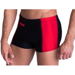 Badehose AQUARTI "Badehose Aquarti Herren Badehose mit Rei&szlig;verschlusstasche", Herren, Gr. L, N-Gr, rot (schwarz, rot), Obermaterial: 80% Polyamid PA. 20% Elasthan EL., Badehosen Badehose