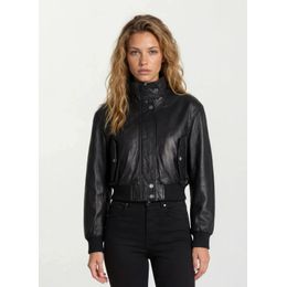 Lederjacke Trueprodigy "Kiora Bomberjacke aus Leder mit Stehkragen", Damen, Gr. L, schwarz, Obermaterial: 100% Schafsleder sheepskin., slim fit, Jacken