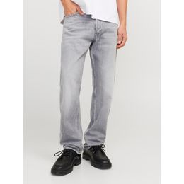 Jack & Jones Loose-fit-Jeans JACK & JONES "JJICHRIS JJORIGINAL AKM 917 NOOS", Herren, Gr. 36, L&auml;nge 32, grau (grau denim), Denim/Jeans, Obermaterial: 100% Baumwolle, Abriebeffekte, relaxed fit kn&ouml;chellang, Jeans