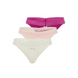 String HUGO UNDERWEAR "Lace", Damen, Gr. L, 3 Stk., open miscellaneous 963, Jersey, Obermaterial: 95% Baumwolle, 5% Elasthan, k&ouml;rpernah, Unterhosen String, mit Spitzeneinsatz