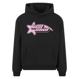 Kapuzensweatshirt MisterTee "MisterTee Lost Soul Fluffy Hoody", Herren, Gr. L, schwarz, 70% Baumwolle, 30% Polyester, bedruckt, Sweatshirts