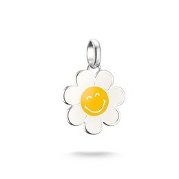 Charm-Einh&auml;nger Thomas Sabo "SMILEYWORLD Daisy Charm - Connect", silber (silberfarben, gelb, wei&szlig;), Charms, Damen, Silber 925 (recycelt)
