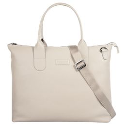 Shopper Bugatti "ELSA", Damen, Gr. B/H/T: 39cm x 29cm x 11cm onesize, wei&szlig;, Leder, leicht gl&auml;nzend, unifarben, Taschen Shopper, echt Leder