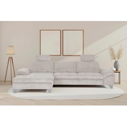 Ecksofa DIE PLANBAR "MP-IN14007, Breite 306 & 318 cm w&auml;hlbar", cord ecru, B:318cm H:84cm T:180cm, 100% Polyester, Sofas, Ecksofa, wahlweise mit Bettfunktion und verstellbaren Kopfst&uuml;tzen
