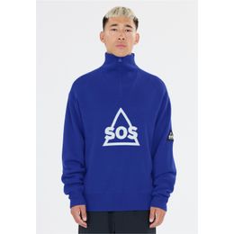 Langarmshirt SOS "Tignes", Herren, Gr. L, royalblau, 50% Wolle, 50% Polyester, unifarben, normal, ohne Ausschnitt, Shirts Langarmshirt, mit hochabschlie&szlig;endem Kragen