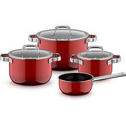 Topf-Set WMF "Fusiontec Mineral Pro", rot, T&ouml;pfe, kratzfeste Oberfl&auml;che, w&auml;rmereduzierende Hohlgriffe, Made in Germany