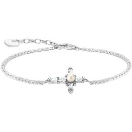 Armband Thomas Sabo "Kreuz Cross Romance" Gr. 19, bunt (silberfarben, wei&szlig;, wei&szlig;), Armb&auml;nder, Damen, 19, Perlen Silber 925 (recycelt), Perlen, Silber 925 (recycelt), Armband, mit Zirkonia (synth.) - mit S&uuml;&szlig;wasserzuchtperle