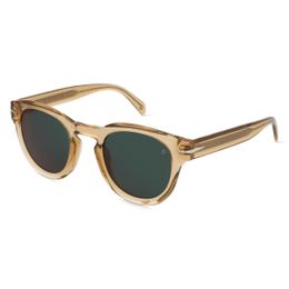 David Beckham DB 7041/S FLAT | Herren-Sonnenbrille | Fassung: Vollrand, Panto, Acetat, Gold Transparent | Glasfarbe: Gr&uuml;n