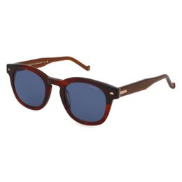 Hackett 928 | Unisex-Sonnenbrille | Fassung: Vollrand, Rund, Acetat, Braun | Glasfarbe: Blau