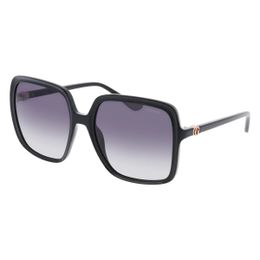 Guess GU00280 | Damen-Sonnenbrille | Fassung: Vollrand, Quadratisch, Kunststoff, Schwarz Gl&auml;nzend | Glasfarbe: Grau Verlaufend