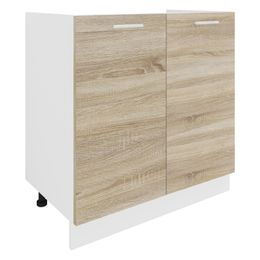 Unterschrank Vcm "Sp&uuml;lunterschrank Breite 80 cm Sp&uuml;lenschrank Esilo", braun (wei&szlig;, sonoma, eiche), B:80cm T:46cm, Obermaterial: 100% Holz Wood., Schr&auml;nke, Unterschrank