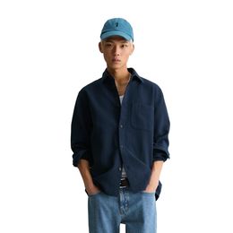 Marc O'Polo Langarmhemd MARC O'POLO DENIM "mit feiner Struktur", Herren, Gr. XL, Normalgr&ouml;&szlig;en, navy teal, Obermaterial: 100% Baumwolle, unifarben, regular fit normal, Manschette, Hemden
