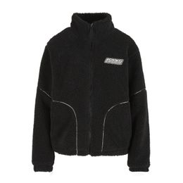 Trainingsjacke Karl Kani "Karl Kani Karl Kani Sport Patch Teddy Block Trackjacket", Damen, Gr. XXS, schwarz, lightgrau, 100% Polyester, mehrfarbig, normal, amerikanischer Ausschnitt, Jacken Trainingsjacke