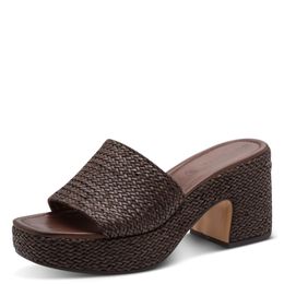 Pantolette Tamaris, Damen, Gr. 38, mokka, Textil, Flechtoptik, Schuhe Pantolette, Blockabsatz, Plateau, Sommerschuh in trendiger Flechtoptik