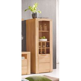Vitrine OTTO HOME "ZARA81, 2 F&auml;cher geschlossen, ge&ouml;lt, Wohnzimmer, teilmassiv Kernbuche", beige (kernbuche teilmassiv), B:60cm H:190cm T:40cm, Holz teilmassiv, Schr&auml;nke, Vitrine, B/T/H:60/40/145cm, Front massivholz, T&uuml;r L/R, wein Regal, Griffleiste