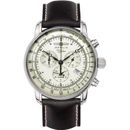 Chronograph Zeppelin "100 Jahre", schwarz (schwarz, creme), Armbanduhren, Herren, Chronograph, Armbanduhr, Quarzuhr, Herrenuhr, Datum, Stoppfunktion, Made in Germany