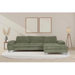 Ecksofa DIE PLANBAR "MP-IN14007, Breite 306 & 318 cm w&auml;hlbar", cord forest, B:318cm H:84cm T:180cm, 100% Polyester, Sofas, Ecksofa, wahlweise mit Bettfunktion und verstellbaren Kopfst&uuml;tzen