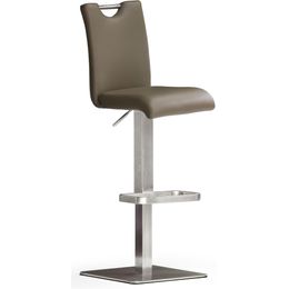 Bistrostuhl MCA furniture "BARBECOOL Barhocker Bistrostuhl Tresenhocker", braun (cappuccino, edelstahl geb&uuml;rstet, cappuccino), B:40cm H:91cm T:50cm, Polyurethan, St&uuml;hle, Bistrostuhl, mit R&uuml;ckenlehne, Bodenplatte eckig, 180 drehbar Sitzh&ouml;he von 55-80 cm