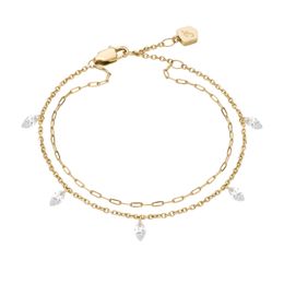 Armband Fossil "Schmuck Geschenk Edelstahl Armschmuck ELLIS Layering", gold (gelbgoldfarben, kristallwei&szlig;, kristallwei&szlig;), Armb&auml;nder, Damen, 19cm, Edelstahl, Armband, mit Zirkonia (synth.)