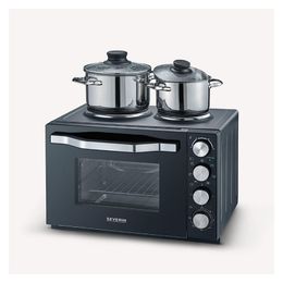 Severin TO 2074 KLEINK&Uuml;CHE (2500 W, 30 l, schwarz, Oberhitze und Unterhitze, mit Umluft, Timer, Drehspie&szlig;, Backblech)