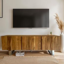TV Schrank FineBuy Lowboard 160 cm Holz Massiv Fernsehkommode Fernsehschrank