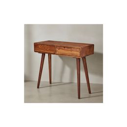 KADIMA DESIGN Rustikaler Konsolentisch aus Massivholz Sheesham, 90 cm, Landhausstil, handgefertigt