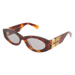 Miu Miu MU11WS | Damen-Sonnenbrille | Fassung: Vollrand, Oval, Acetat, Braun Havanna | Glasfarbe: Grau