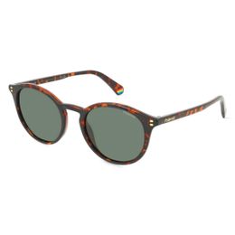 Polaroid PLD 6233/S | Unisex-Sonnenbrille | Fassung: Vollrand, Panto, Kunststoff, Havanna | Glasfarbe: Gr&uuml;n Verlaufend