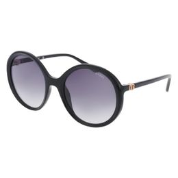 Guess GU00281 | Damen-Sonnenbrille | Fassung: Vollrand, Rund, Kunststoff, Schwarz Gl&auml;nzend | Glasfarbe: Grau Verlaufend