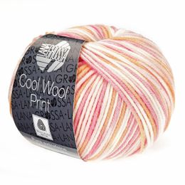 Cool Wool Merino Print von Lana Grossa, Rosa/Pink/Koralle/Natur, aus Schurwolle