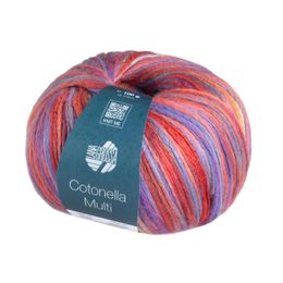 Cotonella Multi von Lana Grossa, Dunkelrot/Blau/Gelb/Orange bunt, aus Baumwolle