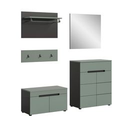 Garderobe CANU 4-teilig Grau, Graugr&uuml;n
