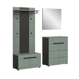 Garderobe CANU 4-teilig Grau, Grau Gr&uuml;n