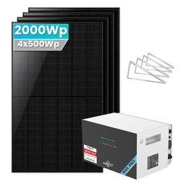 SolarMars 2000W Balkonkraftwerk mit Speicher ,SunEnergyXT 500 PRO 5kWh Erweiterungsakku - Mit Flachdachhalterung