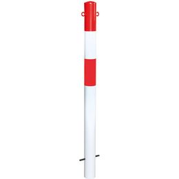 Moravia Sperrpfosten Morion, zum Einbetonieren, &Oslash; 90 mm, rot-wei&szlig; lackiert, 2 &Ouml;sen