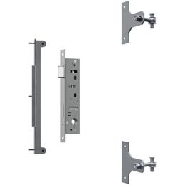 TraumGarten Beschlagsatz f&uuml;r Holztore an Metall Torpfosten Farbe Silber g&uuml;nstig