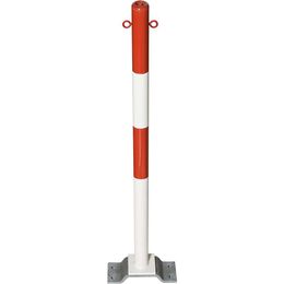 Moravia Sperrpfosten aus Stahl, zum Aufd&uuml;beln, &Oslash; 60 mm, rot-wei&szlig;, 2 Ketten&ouml;sen