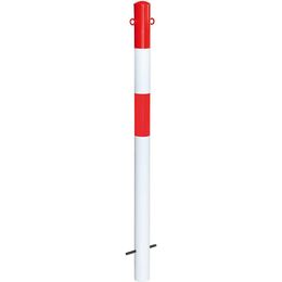 Moravia Sperrpfosten Morion, zum Einbetonieren, &Oslash; 76 mm, rot-wei&szlig; lackiert, 2 &Ouml;sen