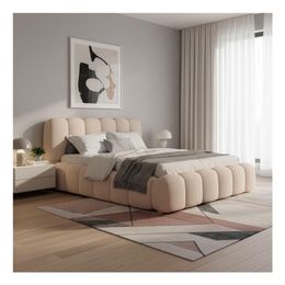Juskys Polsterbett Catania - Bubble Design & gepolstert - 140 x 200 cm - Beige